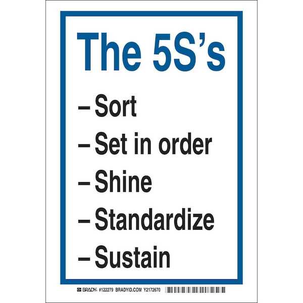 Hardware Specialty | Brady The 5S's Sort Set In Order Shine Standardize ...