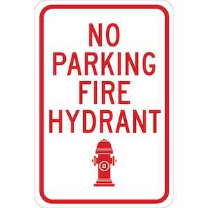 Hardware Specialty | Brady No Parking Fire Hydrant Sign, 18" H x 12" W ...