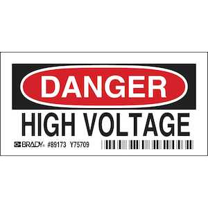 Hardware Specialty | Brady DANGER High Voltage Sign, 2.25" H x 4.5" W ...