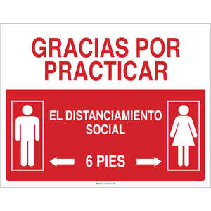 Hardware Specialty | Brady COVID-19 Spanish Social Distance Sign, 10" x ...
