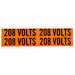 Hardware Specialty | Brady 208 VOLTS Labels, 1.125" H x 4.125" W, Card ...